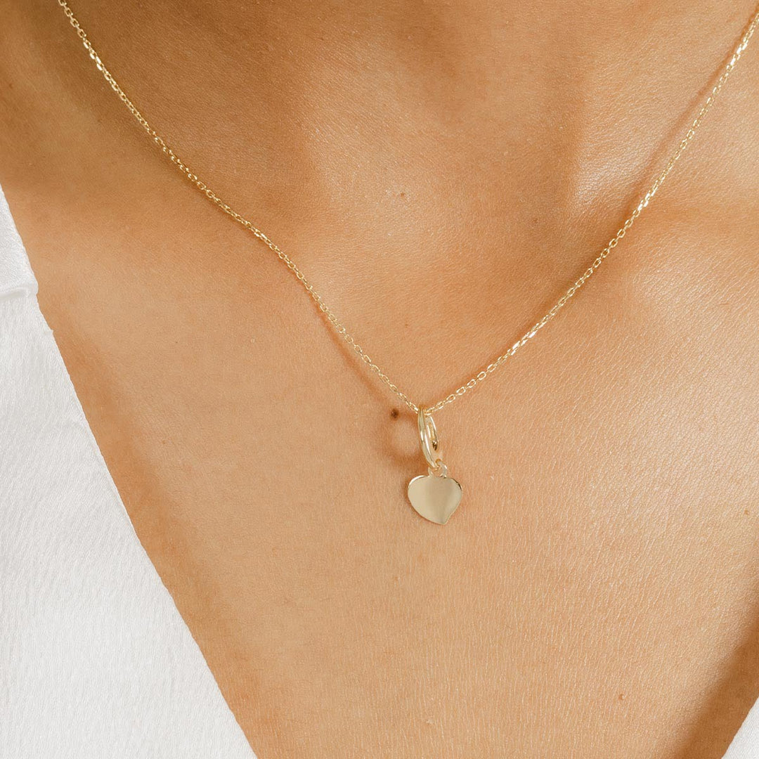18ct Yellow Gold Heart Tag Charm Pendant | Auric Jewellery
